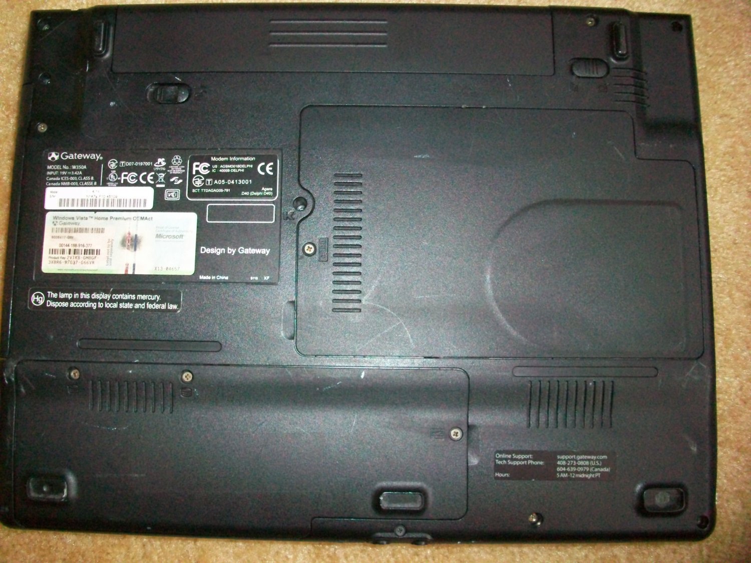 Gateway W350a T-Series T-1625 Notebook, 160GB HD, 1.8Gz AMD Turion 64 ...