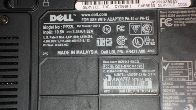 Dell Inspiron 1521 Laptop, Model No. PP22L - Excellent condition
