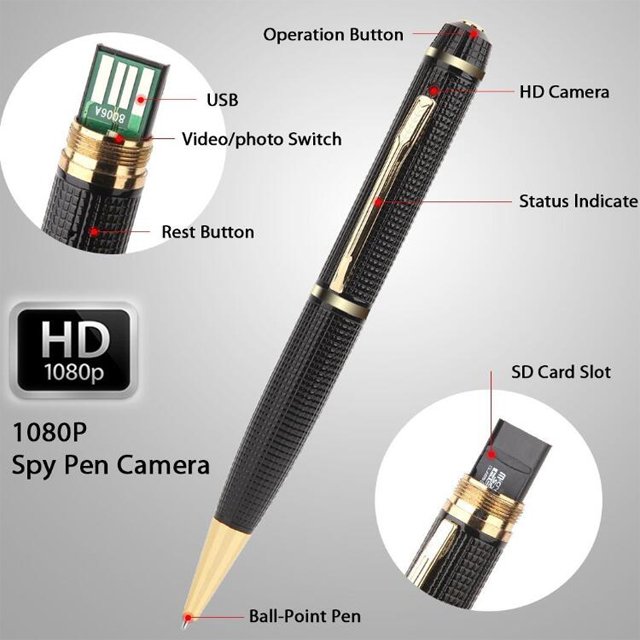 Gadgets Pen 1080p HD Spy Pen with 32GB SD Micro Card - Record Executive ...