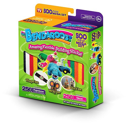 Bendaroos Mega Pack Flexible Building Sticks, 500 Pieces