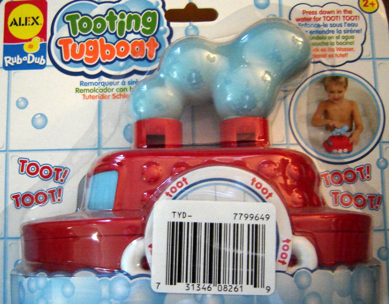 Bath tub toy Tooting Tugboat 2 yrs+ NEW in box