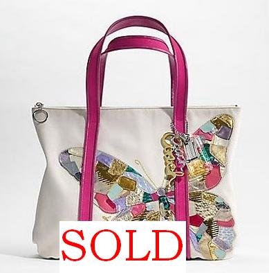Coach Poppy Canvas Butterfly Tote Handbag bag tote purse 14539