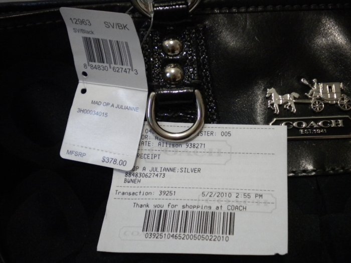 NWT COACH MADISON OP ART JULIANNE BLACK BAG PURSE 12963