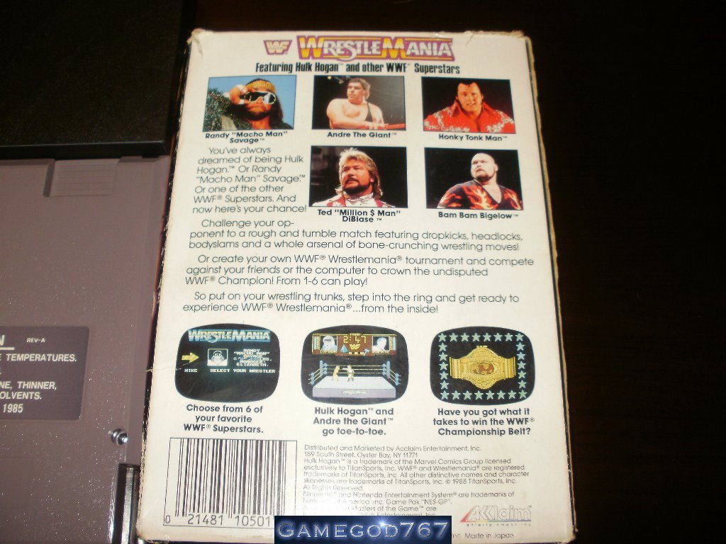 WWF Wrestlemania - Nintendo NES - With Box and Cartridge Sleeve