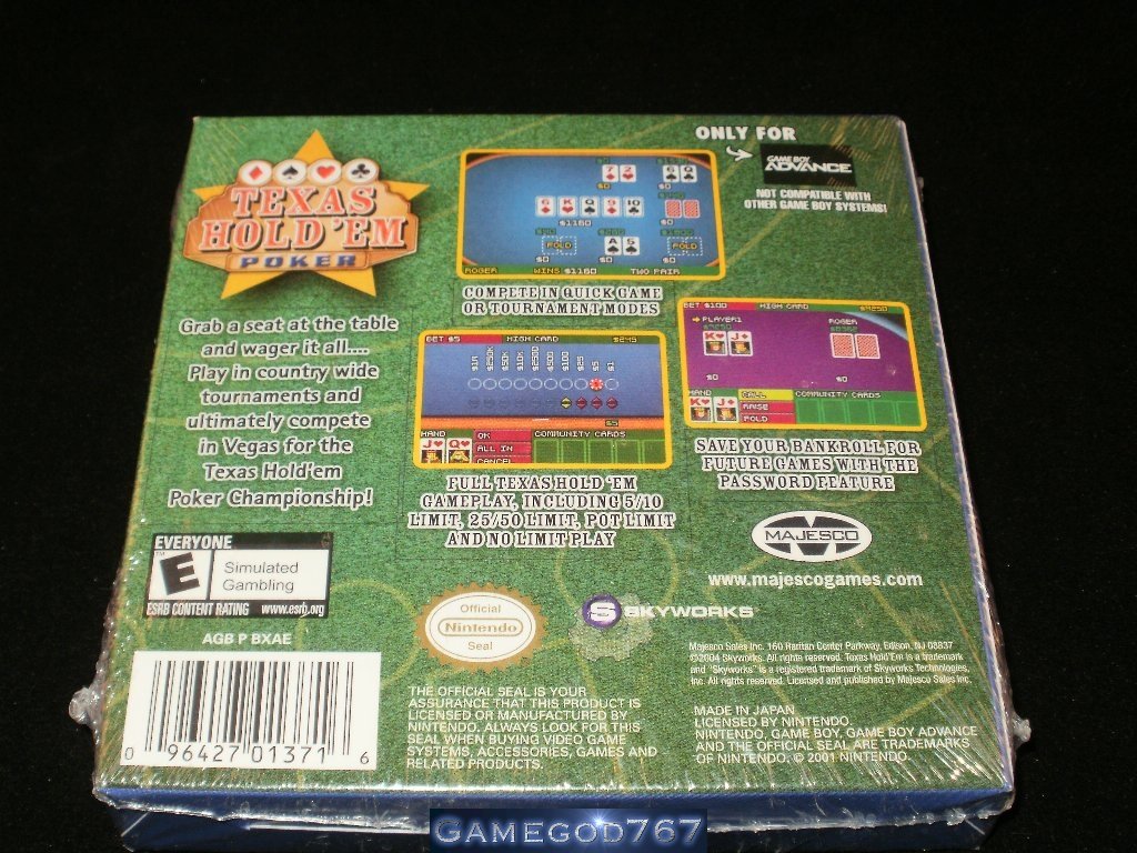 Texas Hold 'Em Poker - Game Boy Advance - Brand New