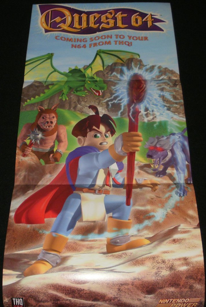 Quest 64 Poster - Nintendo Power May, 1998 - Never Used