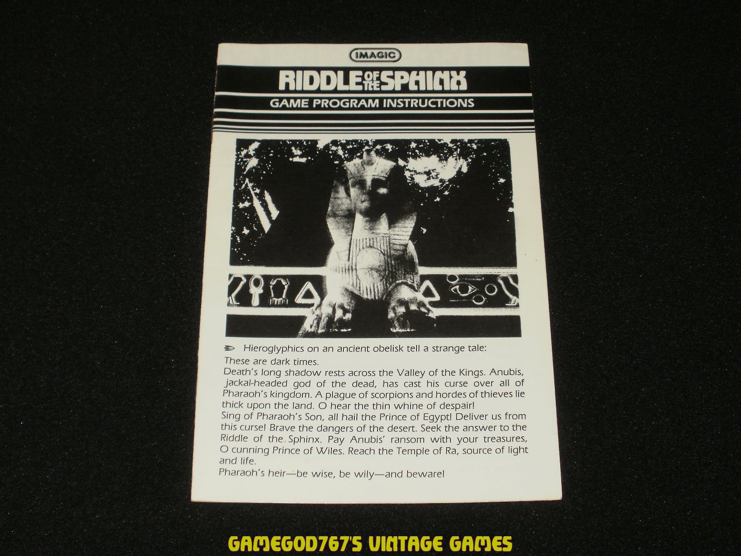 Riddle of the Sphinx - Atari 2600 - Manual Only