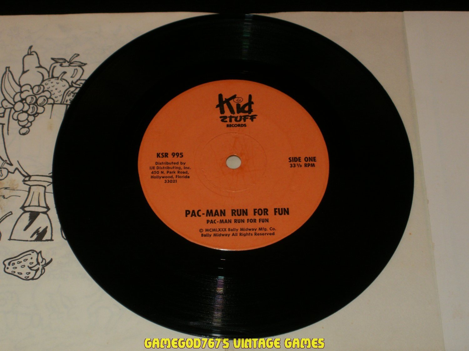 Pac-Man Run For Fun - 33 1/3 RPM Record - Kid Stuff Records 1980 - Rare