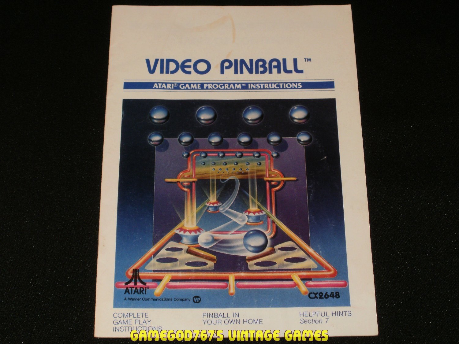 Video Pinball - Atari 2600 - Manual Only