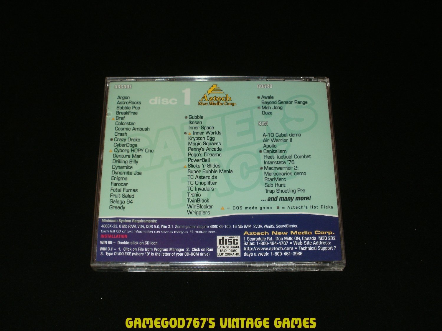 Gamers Pack - IBM PC - 1994 Aztech New Media