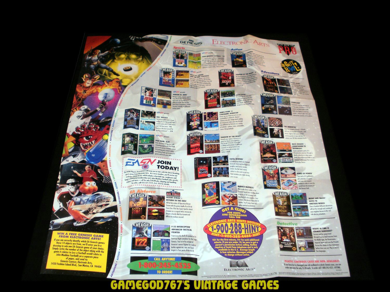 Electronic Arts Poster Catalog - Sega Genesis 1992 - Never Used