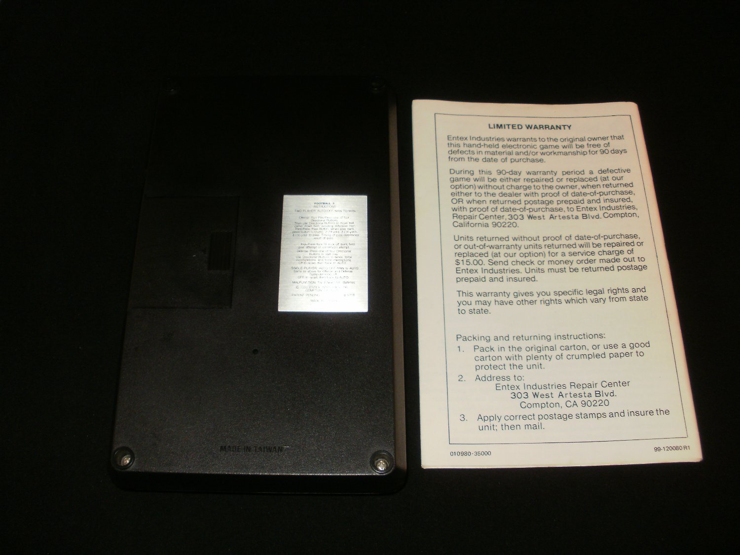 Football 3 - Vintage Handheld - Entex 1980 - Complete CIB