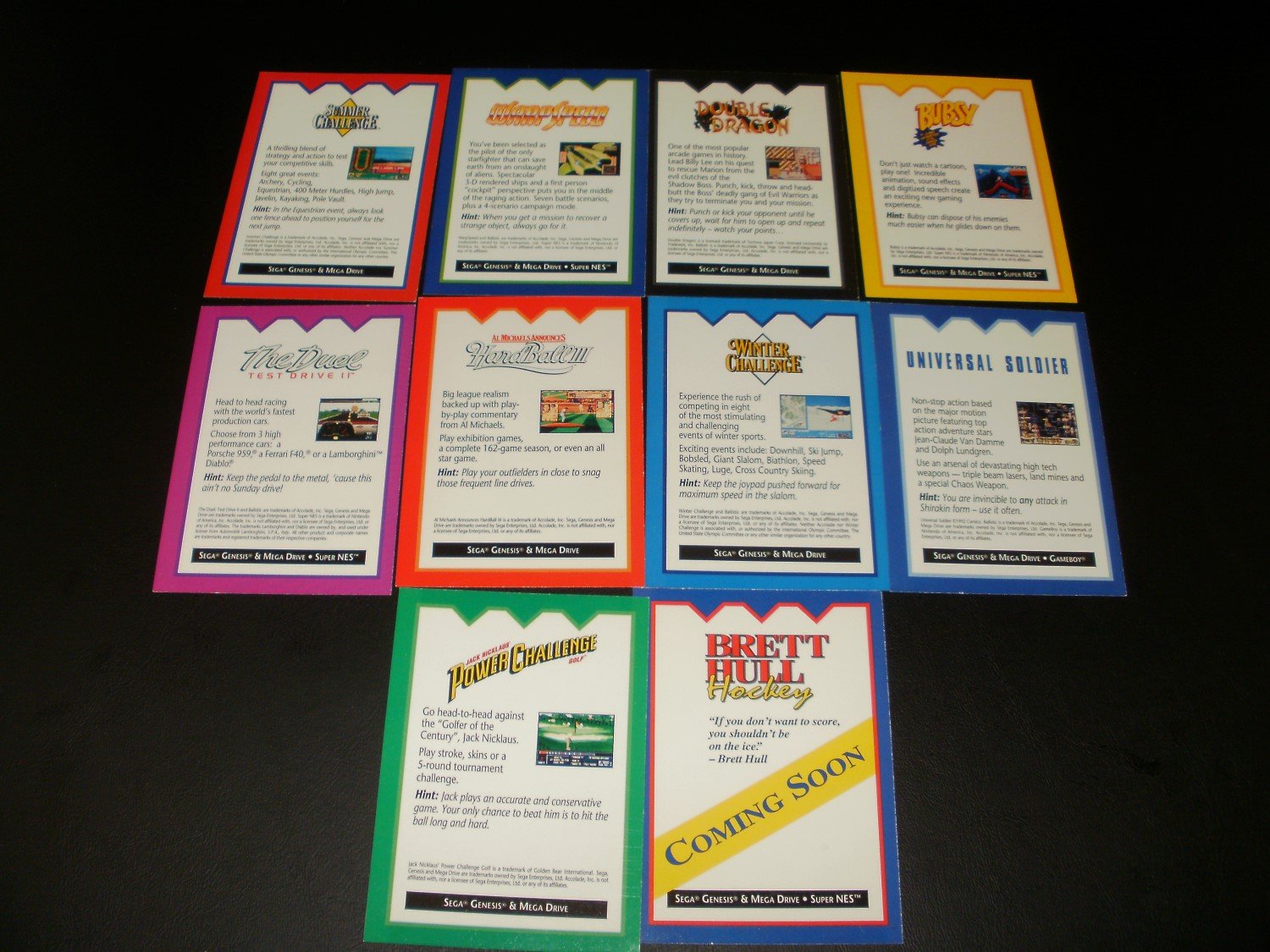 Sega Genesis Game Trading Cards - 1993 Accolade