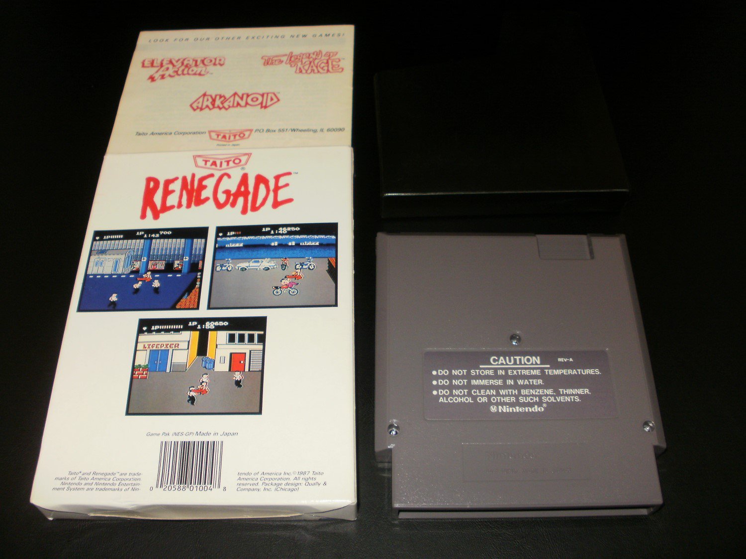 Renegade - Nintendo NES - Complete CIB - Round Seal 1988 Version