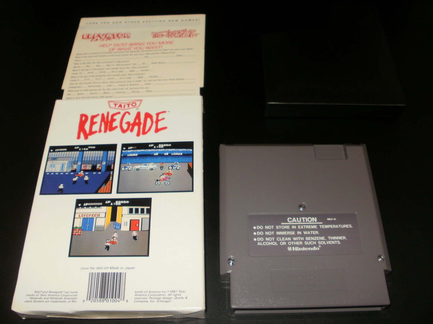 Renegade - Nintendo NES - Complete CIB - Round Seal 1988 Version
