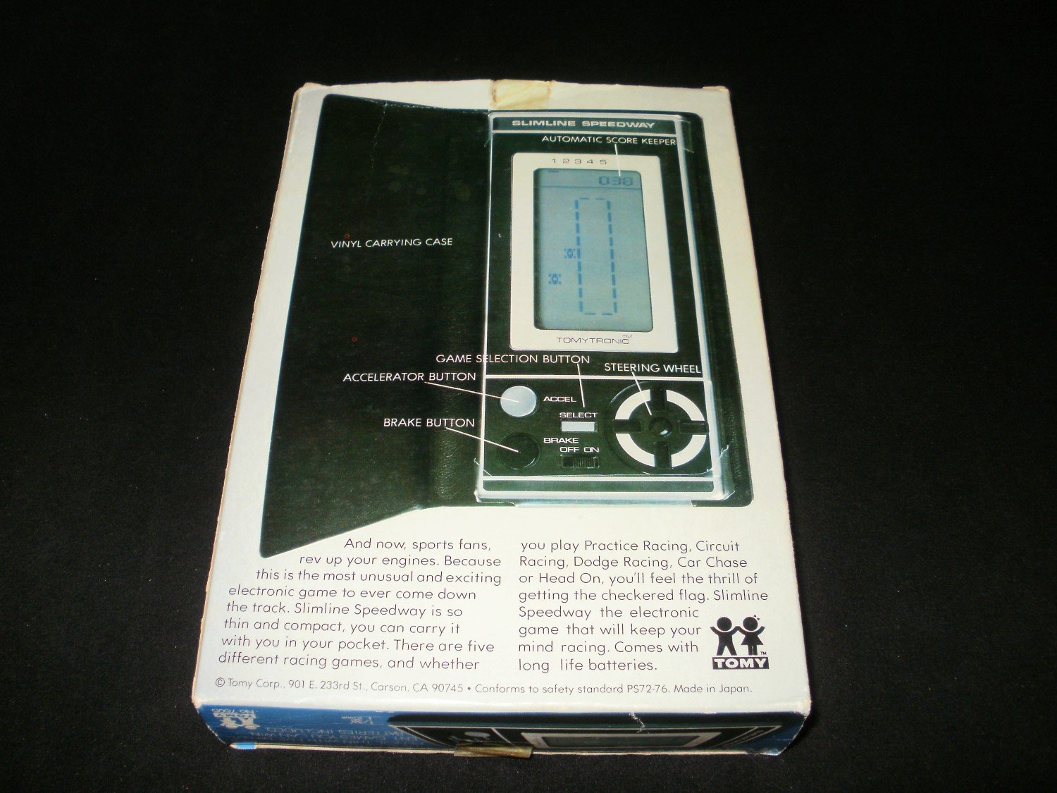 Slimline Speedway - Vintage Handheld - Tomy 1980 - Complete CIB - Rare