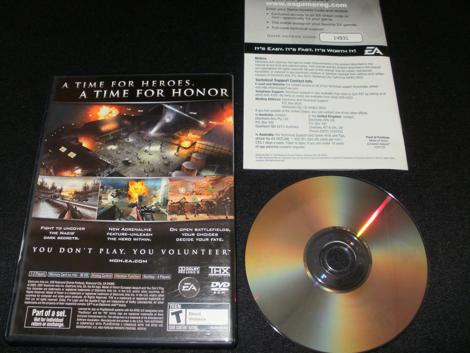 Medal of Honor European Assault - Sony PS2 - Complete CIB - Medal of ...