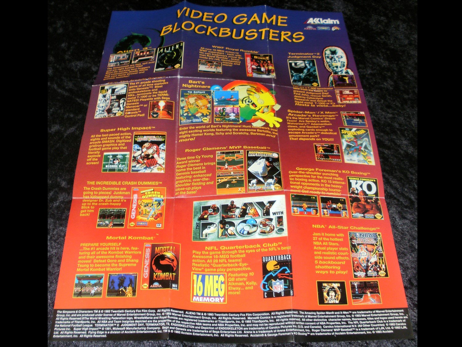 Video Game Blockbusters Poster - Acclaim 1993 Catalog