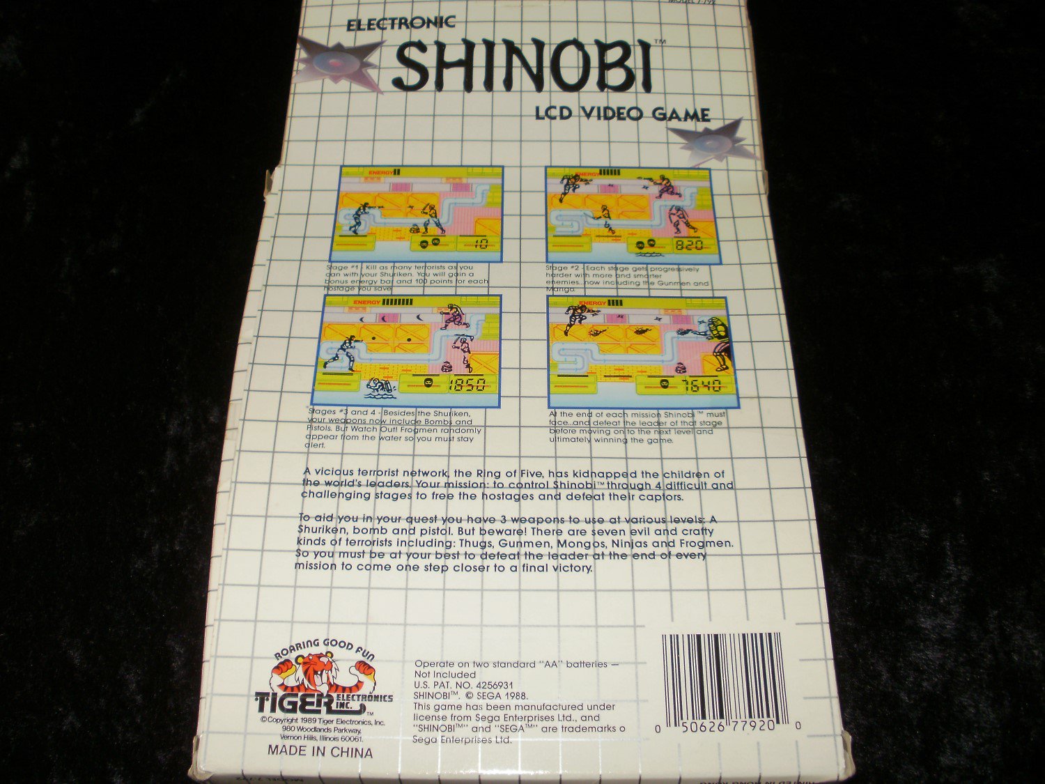 Shinobi - Vintage Handheld - Tiger Electronics 1990 - Complete CIB - Rare