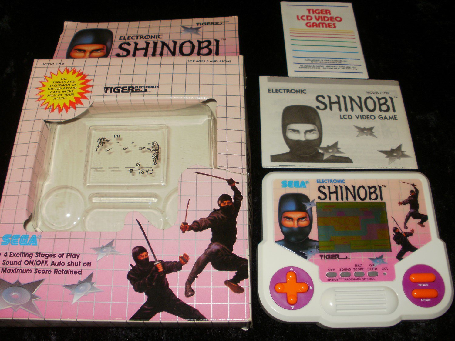 Shinobi - Vintage Handheld - Tiger Electronics 1990 - Complete CIB - Rare