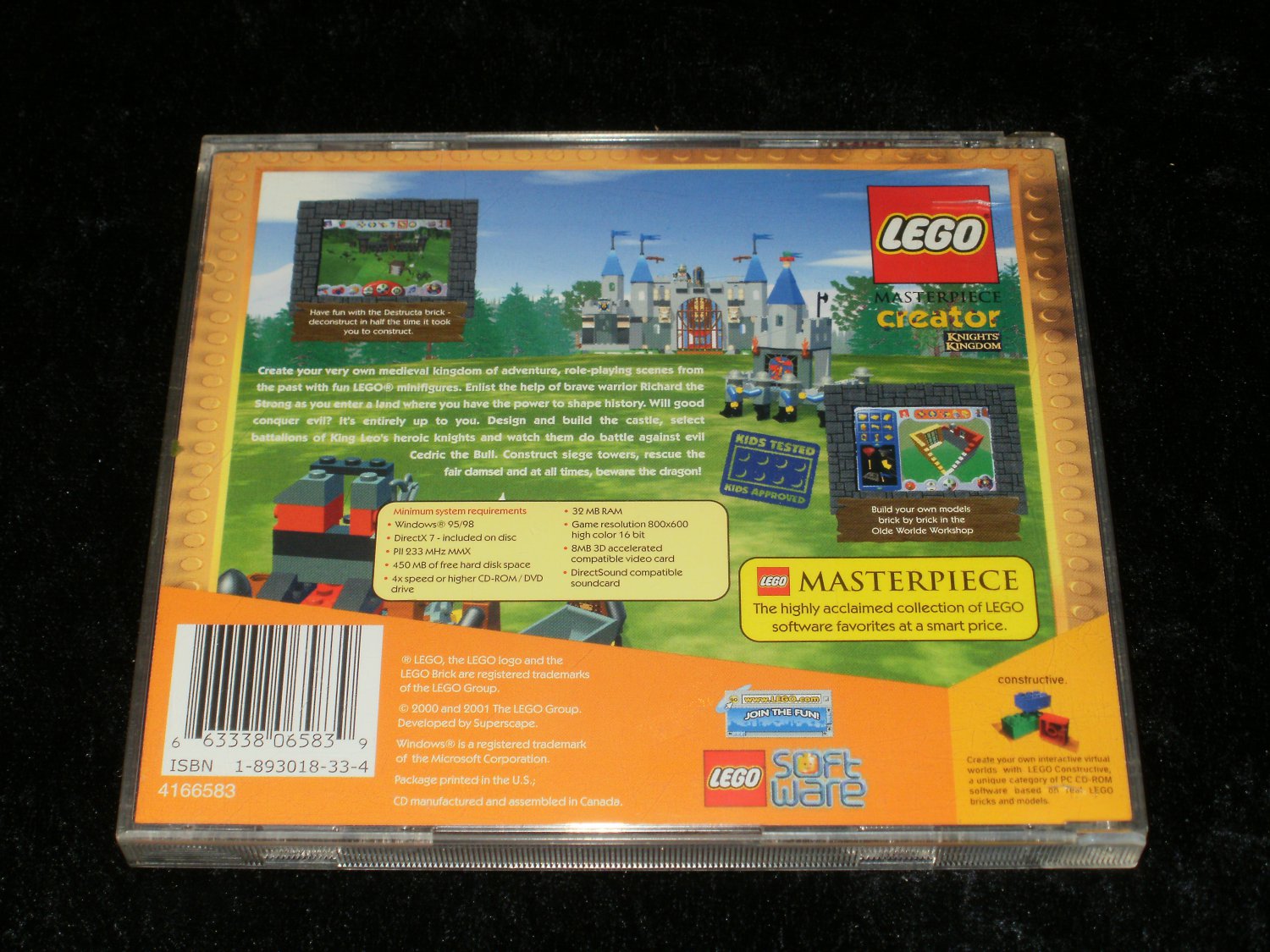 LEGO Creator Knight's Kingdom - 2000 LEGO Media - IBM PC - With Manual