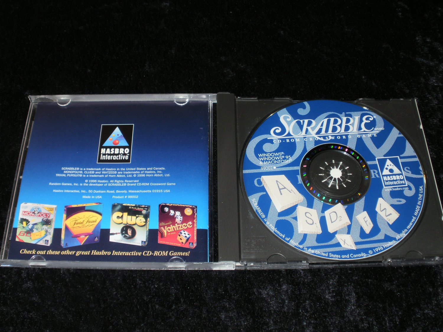 Scrabble - IBM PC - 1996 Hasbro Interactive - With Case & Manual