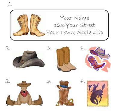 Personalized COWBOY HAT / BOOTS / HORSE ADDRESS LABELS