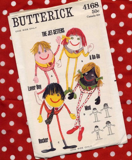 Spunky Mod 60s Jet Setters Rocker A Go Go Cloth Dolls Butterick 4168 ...