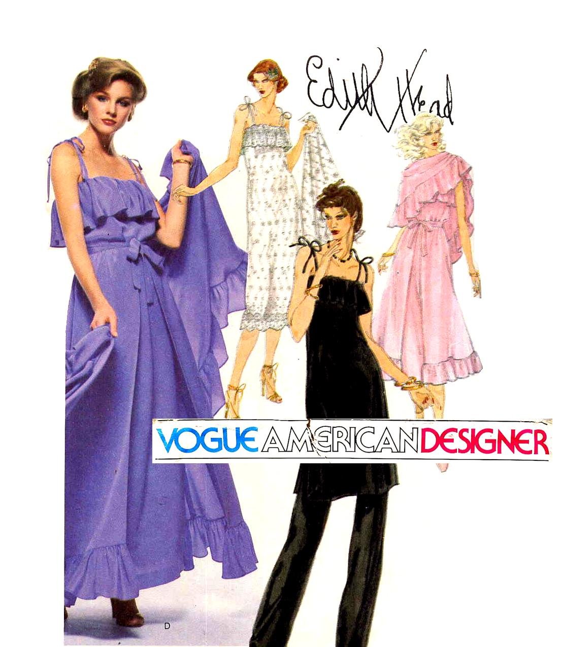 70's Disco Dress and Shawl by Edith Head Vogue 1896 Vintage Pattern Bust 36