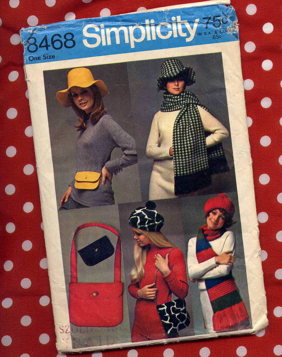 Sassy Mod 60s Floppy Hat, Beret, Bag and Scarf Vintage Pattern ...