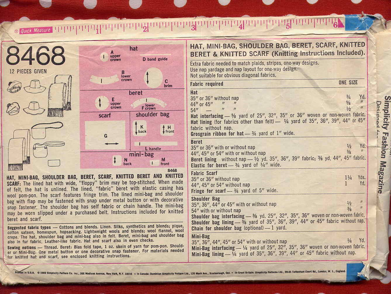 Sassy Mod 60s Floppy Hat, Beret, Bag and Scarf Vintage Pattern ...