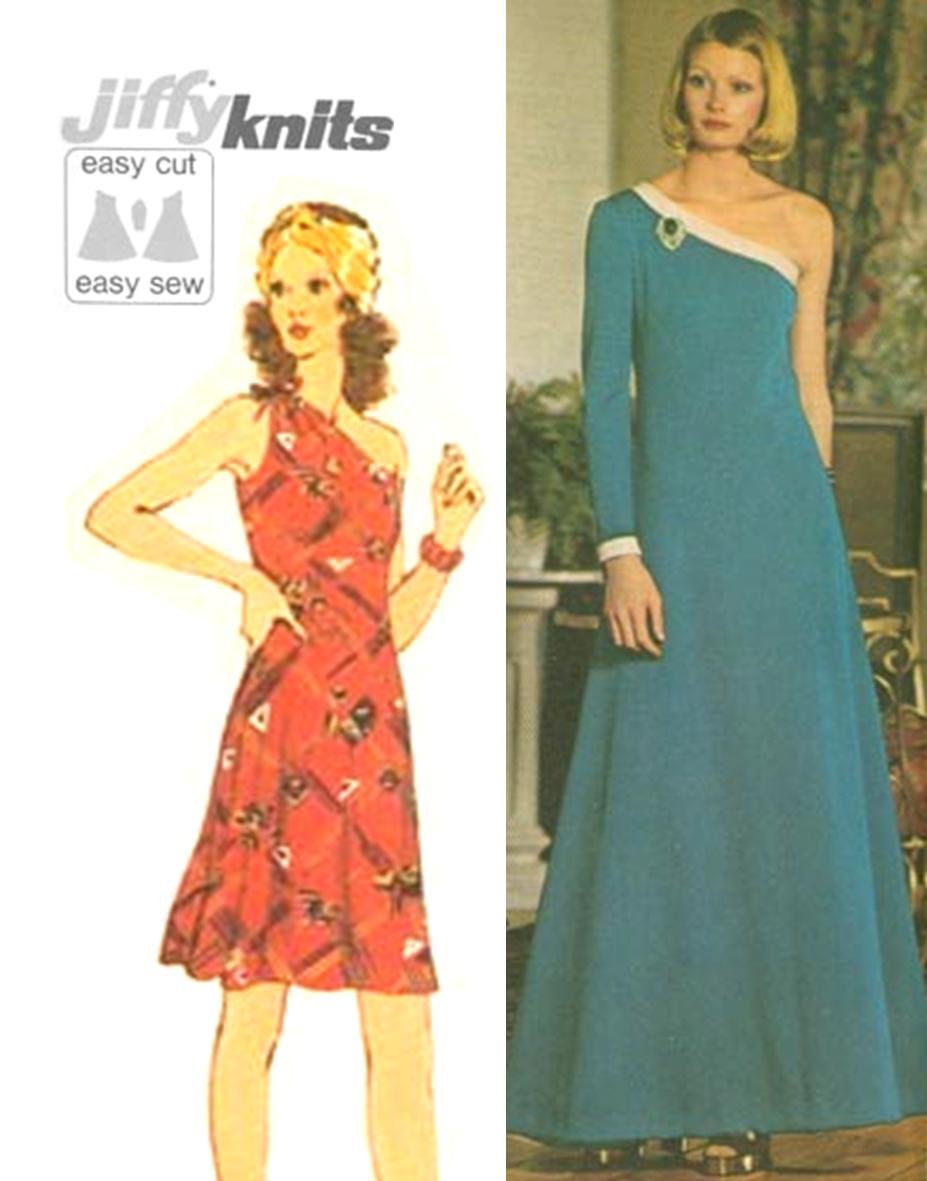 Disco 70's Simplicity 6019 Jiffy One Shoulder Dress Vintage Pattern Bust 34