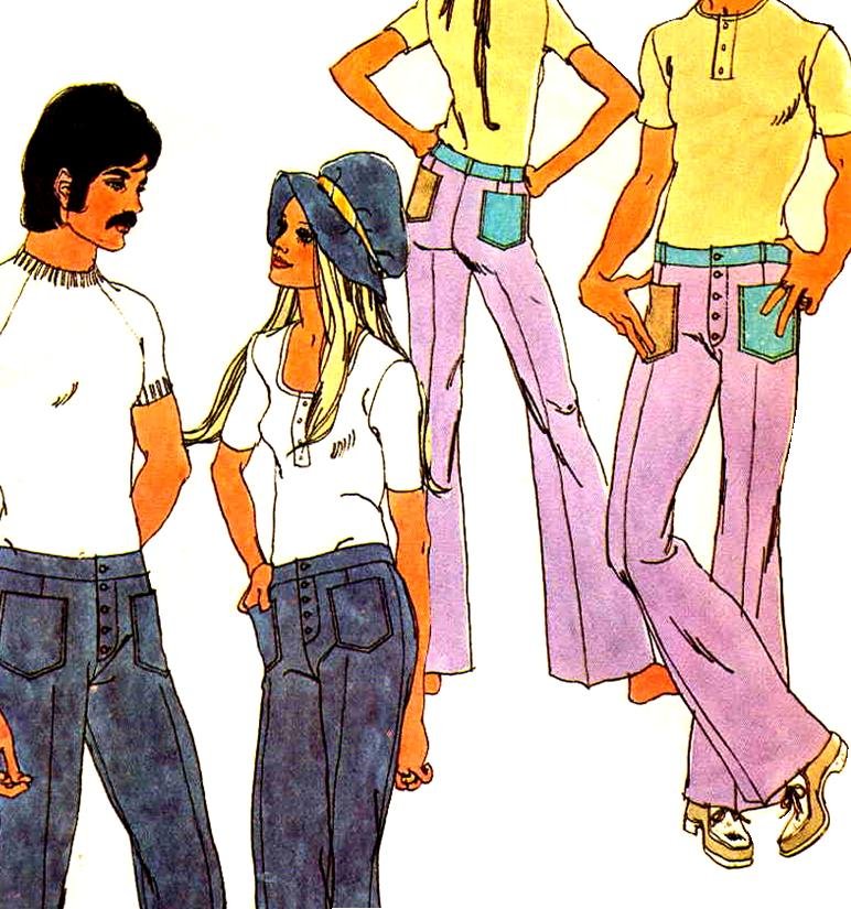 Mod 70s Hip Hugger Bell Bottom Pants Womens Simplicity 9483 Vintage ...