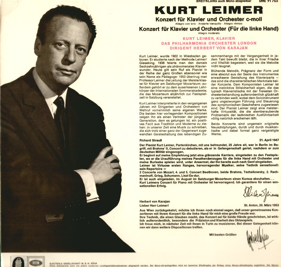 Kurt Leimer Piano Concerto Herbert von Karajan London Philharmonic ...