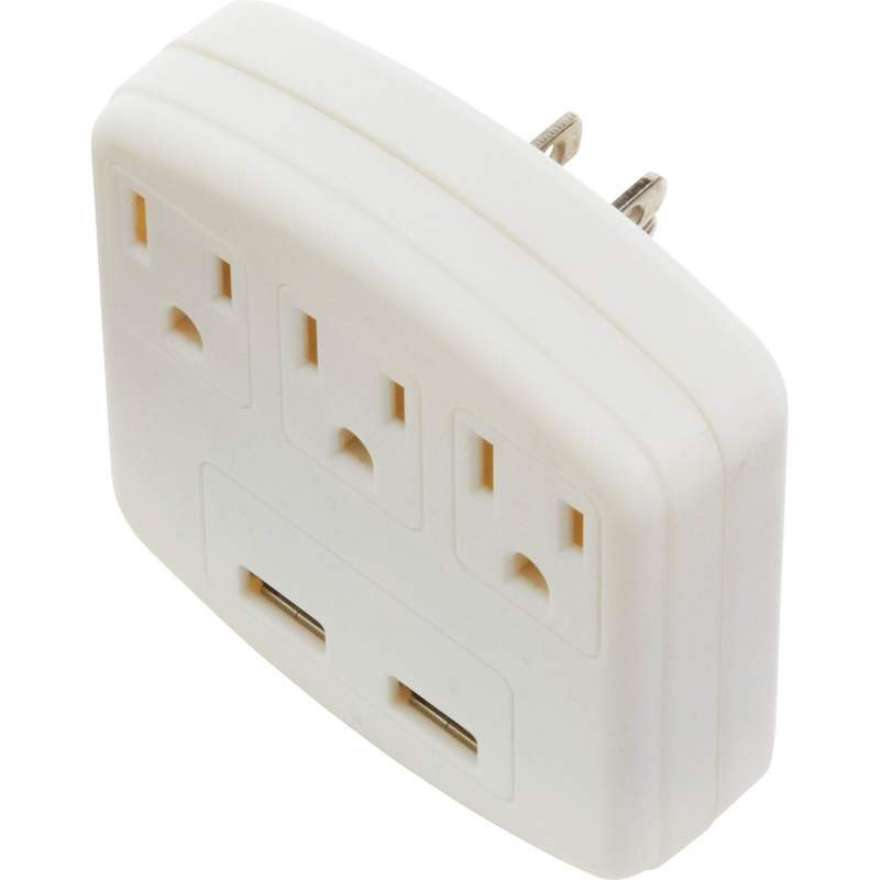 Mitaki-Japan 3 Port AC Outlets/2 USB Charging Ports Adapter