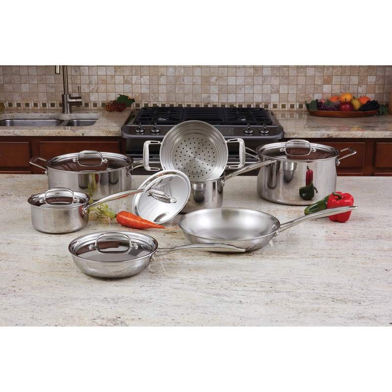 Maxam Tri-Clad 3-Ply T304 12 PC Stainless Steel Cookware Set