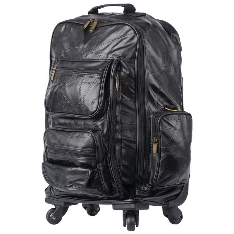 Embassy Black Genuine Patch Leather Trolley Bag-Backpack Sold Out