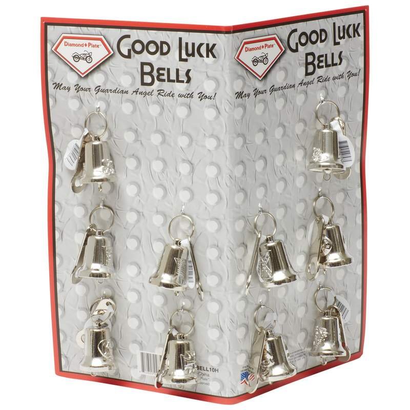 Diamond Plate 10pc Motorcycle Bells with Hangers on Display Card