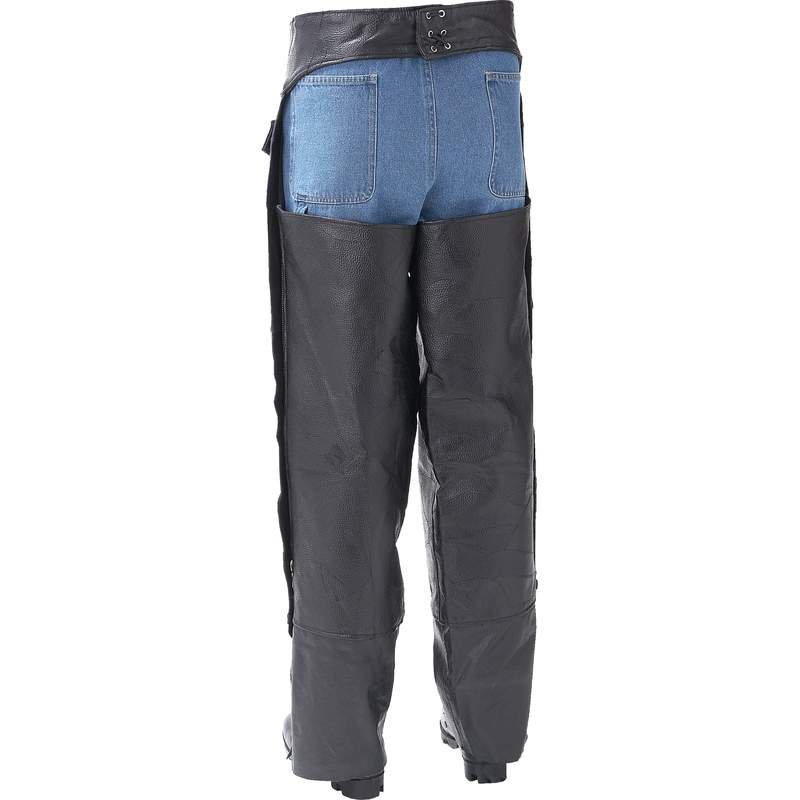 Diamond Plate Rock Design Buffalo Leather Motorcycle Chaps- Large