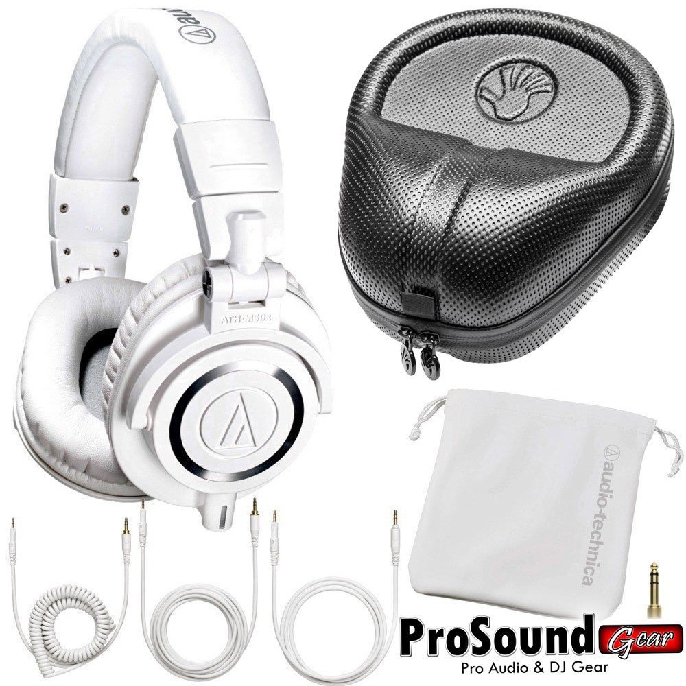 Audio-Technica ATH-M50xWH (White) Free Cables, Bag and Slappa Case (SL ...