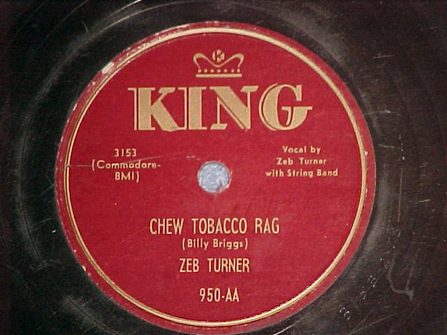 78--ZEB TURNER--CHEW TOBACCO RAG--1951--King 950