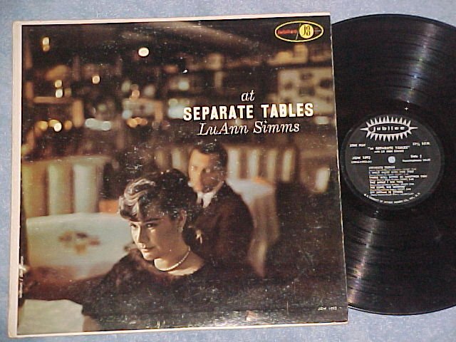 LU ANN SIMMS--AT SEPARATE TABLES--1959 LP--Jubilee 1092