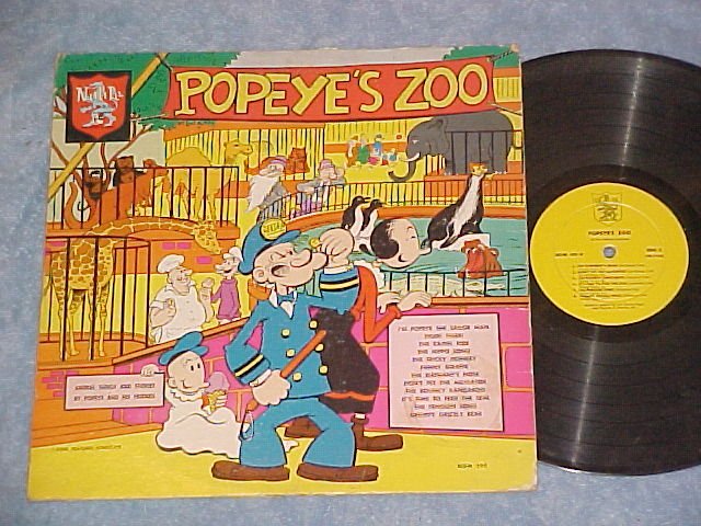 POPEYE'S ZOO-ANIMAL SONGS & STORIES-Rare c.'60 LP-Noble