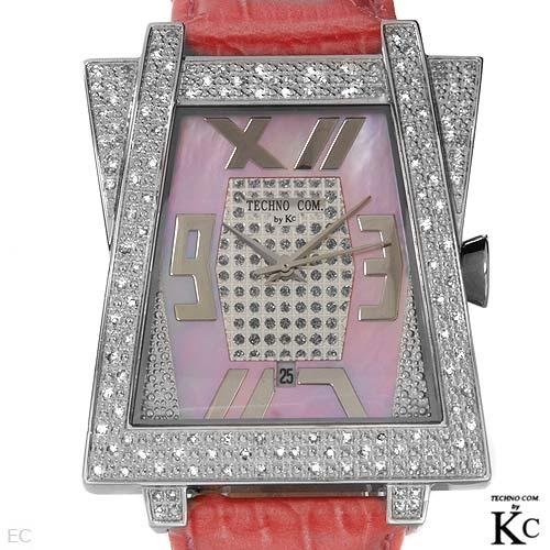 TECHNO COM BY KC: DIAMOND WATCH W/ 3 BANDS STUNNING