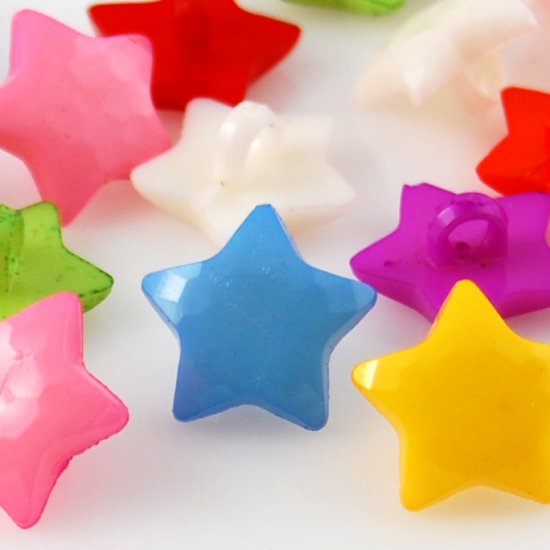 16 Star Shaped Buttons for Sewing - Assorted Colors