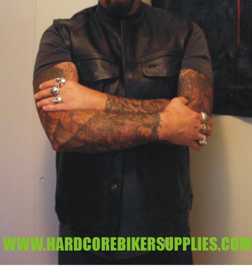 SONS OF ANARCHY SAMCRO OUTLAW SOA Mens Leather Club Biker Vest Side ...