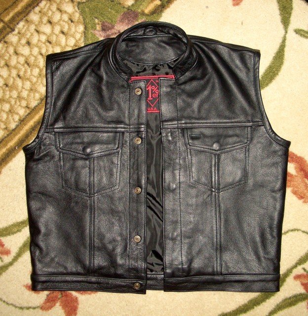 SONS OF ANARCHY SAMCRO OUTLAW SOA Mens Leather Club Biker Vest Side ...