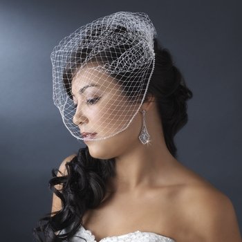 Russian Style Bird Cage Blusher Face Veil with Swarovski Rhinestone ...