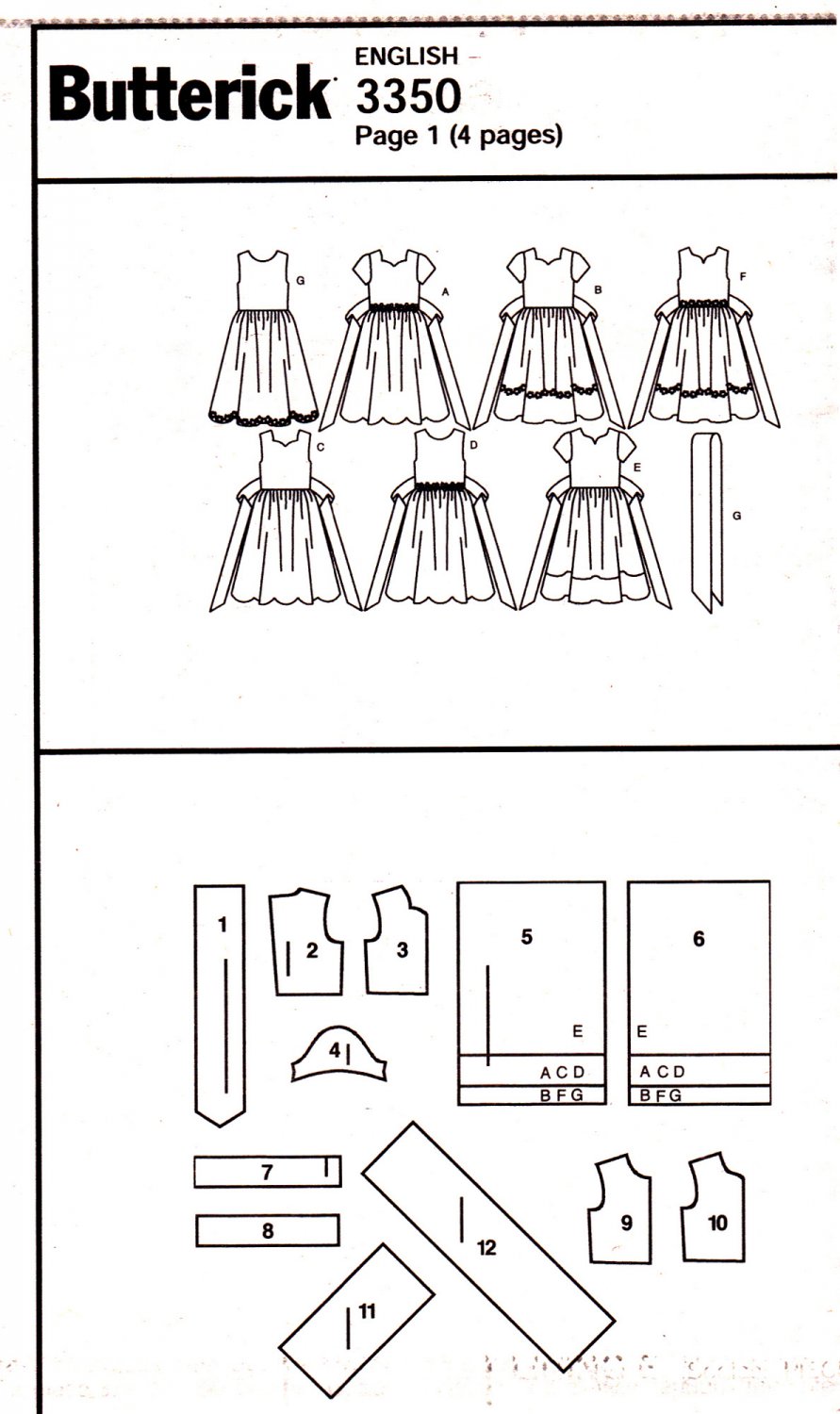 Butterick 3350 B3350 Girls Sewing Pattern Dresses 9 Looks In One ...