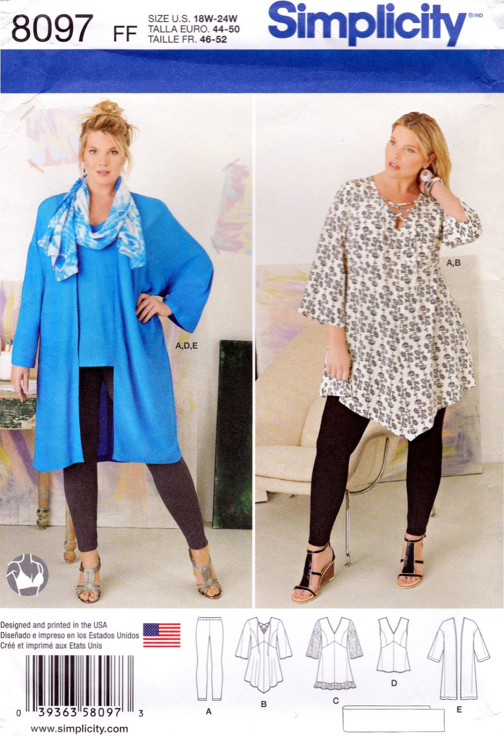 SOLD - Simplicity 8097 Women's Sewing Pattern Tunic Top Kimono Scarf ...